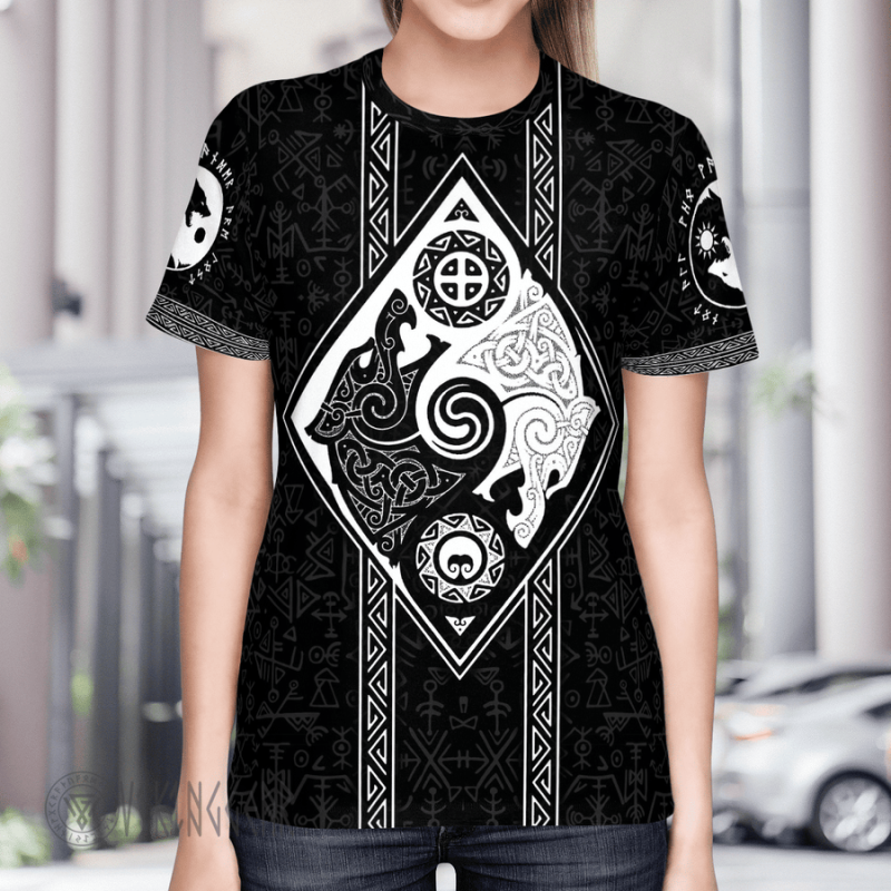 The Sons of Fenrir Skoll and Hati Art Viking T-Shirt