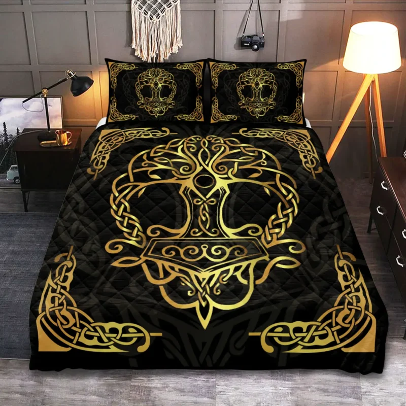 Viking Quilt Bedding Set – Yggdrasil Art Norse Legacy
