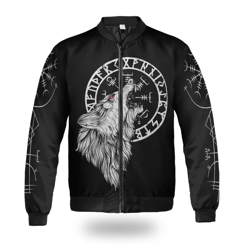 Viking Bomber Jacket Shirt – Wolf Viking Art Fierce Spirit